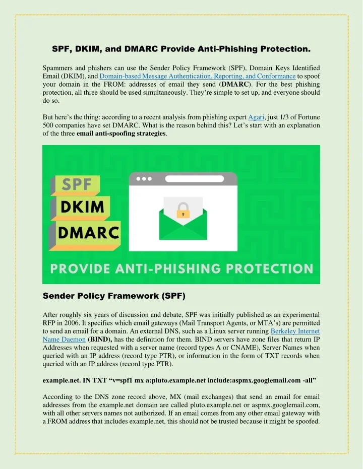 PPT - SPF, DKIM, and DMARC Provide Anti-Phishing Protection. PowerPoint ...