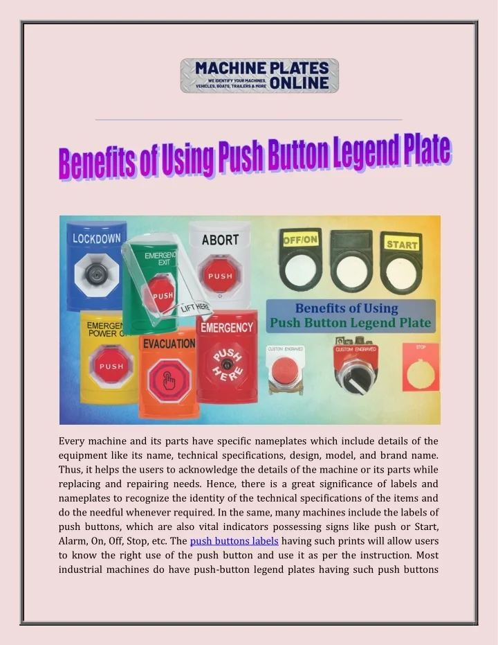 PPT - Benefits of Using Push Button Legend Plate PowerPoint ...