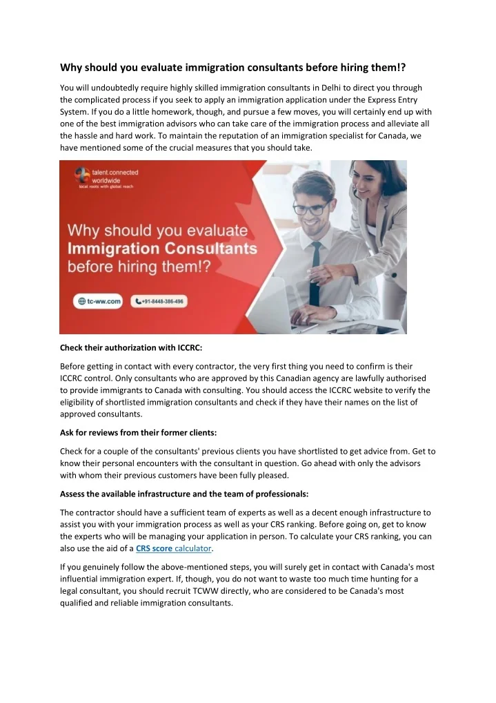 PPT - Why should you evaluate immigration consultants before hiring them!? PowerPoint ...