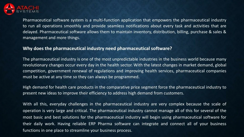 PPT - Pharma Software Requirements For The Pharmaceutical Industry ...