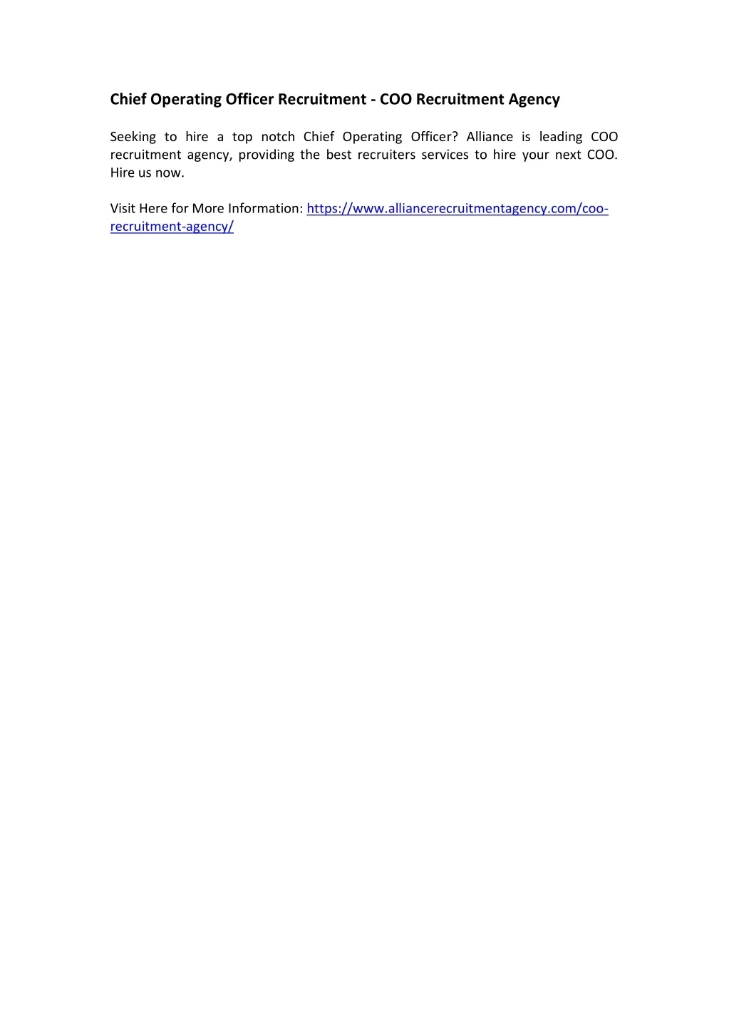PPT - Chief Operating Officer Recruitment - COO Recruitment Agency ...