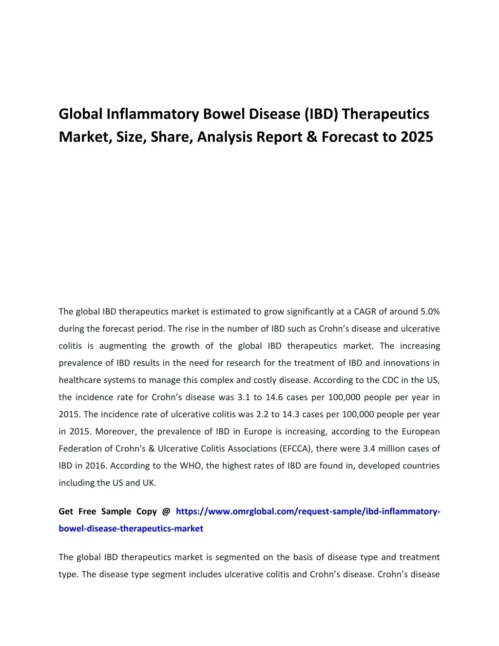 PPT - Global Inflammatory Bowel Disease (IBD) Therapeutics Market ...