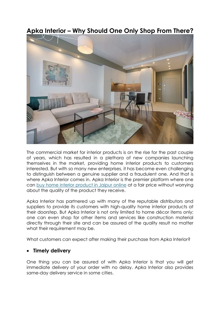 PPT - Home Interior Product in Jaipur Online - Apka Interior PowerPoint ...