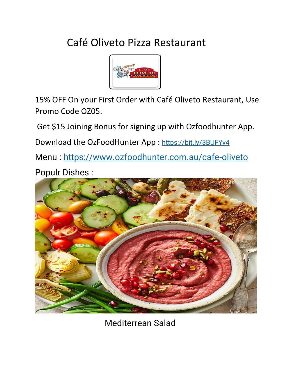PPT - 5% Off - Cafe Oliveto Pizza restaurant Menu Cairnlea, VIC ...
