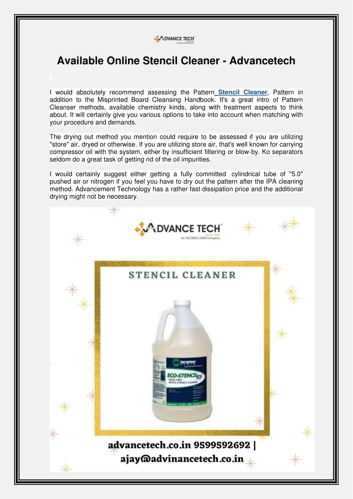 PPT - Available Online Stencil Cleaner - Advancetech PowerPoint ...