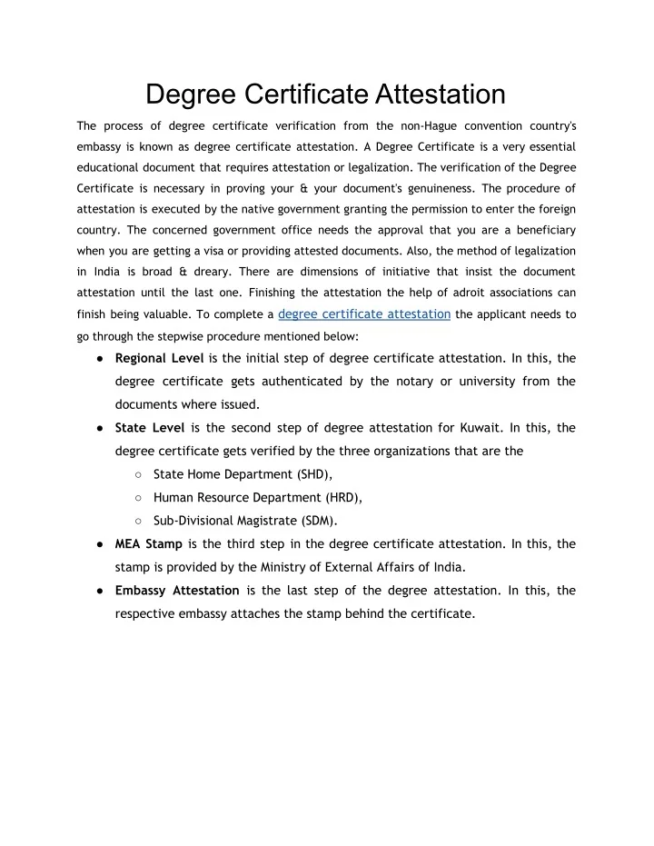 PPT - Degree Certificate Attestation PowerPoint Presentation, free ...