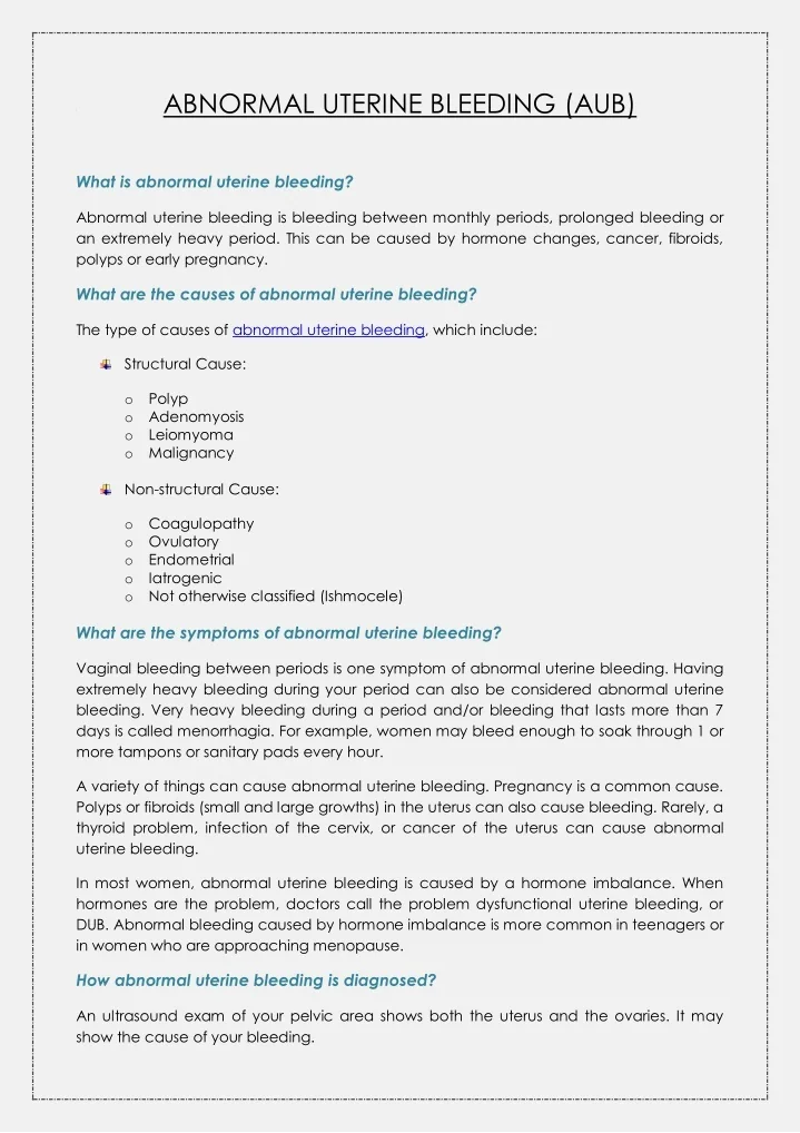 PPT - What is Abnormal Uterine Bleeding (AUB)? PowerPoint Presentation ...