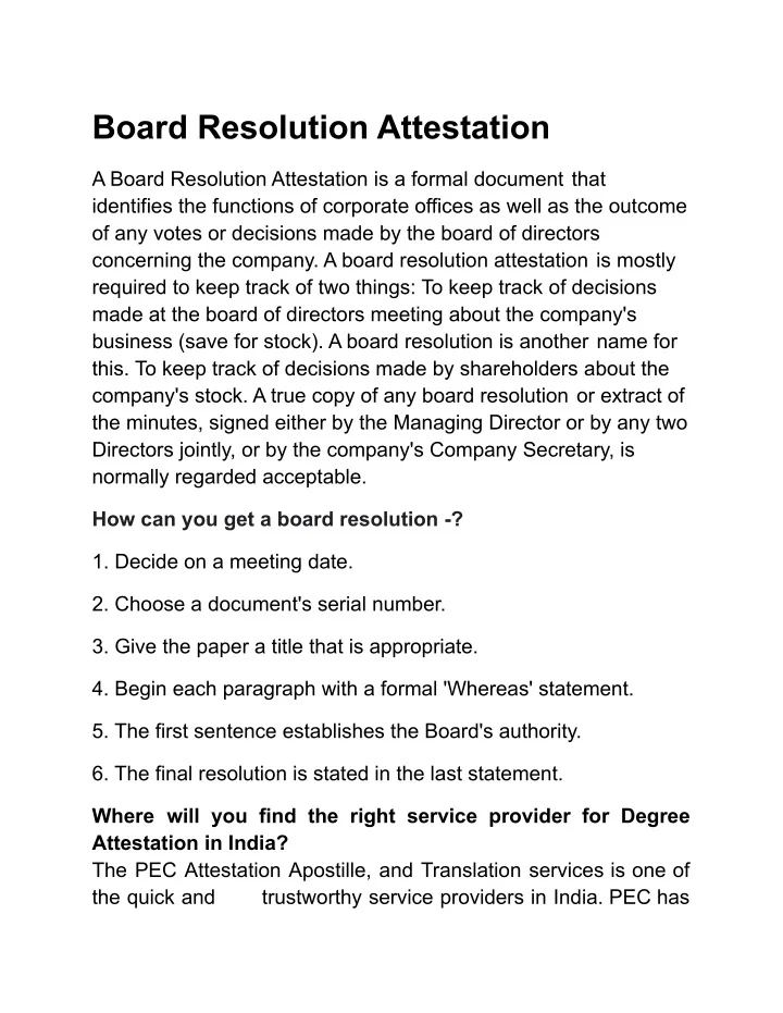 PPT - Board Resolution Attestation PowerPoint Presentation, free ...