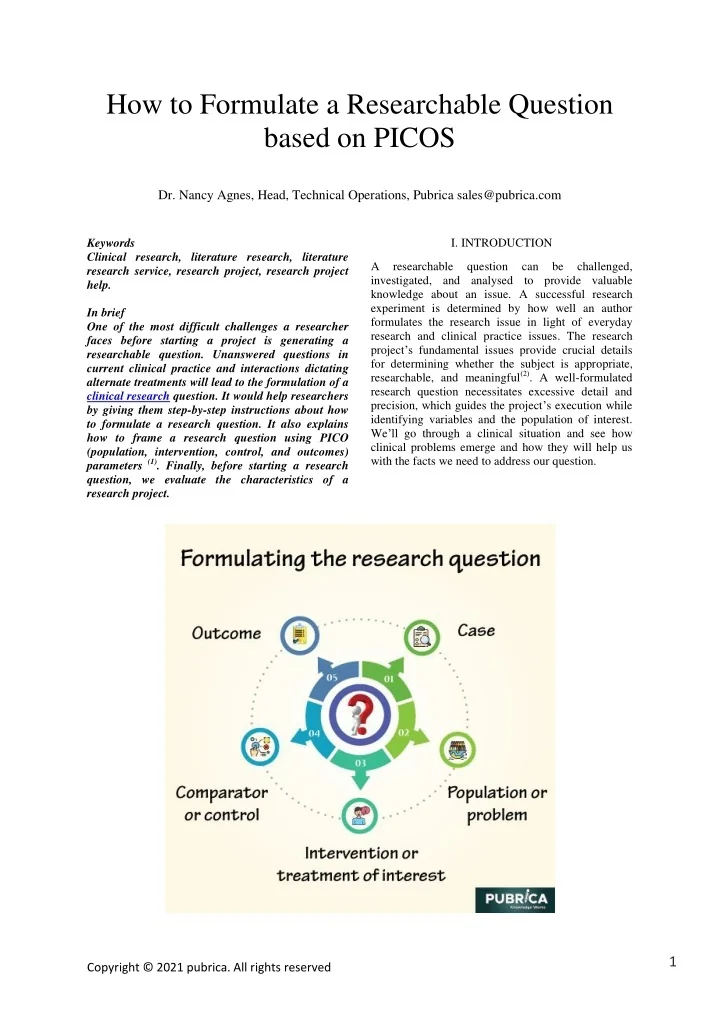 PPT - How to Formulate a Researchable Question based on PICOS – Pubrica ...