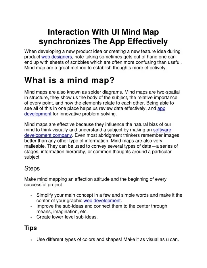 PPT - Interaction With UI Mind Map synchronizes The App Effectively ...