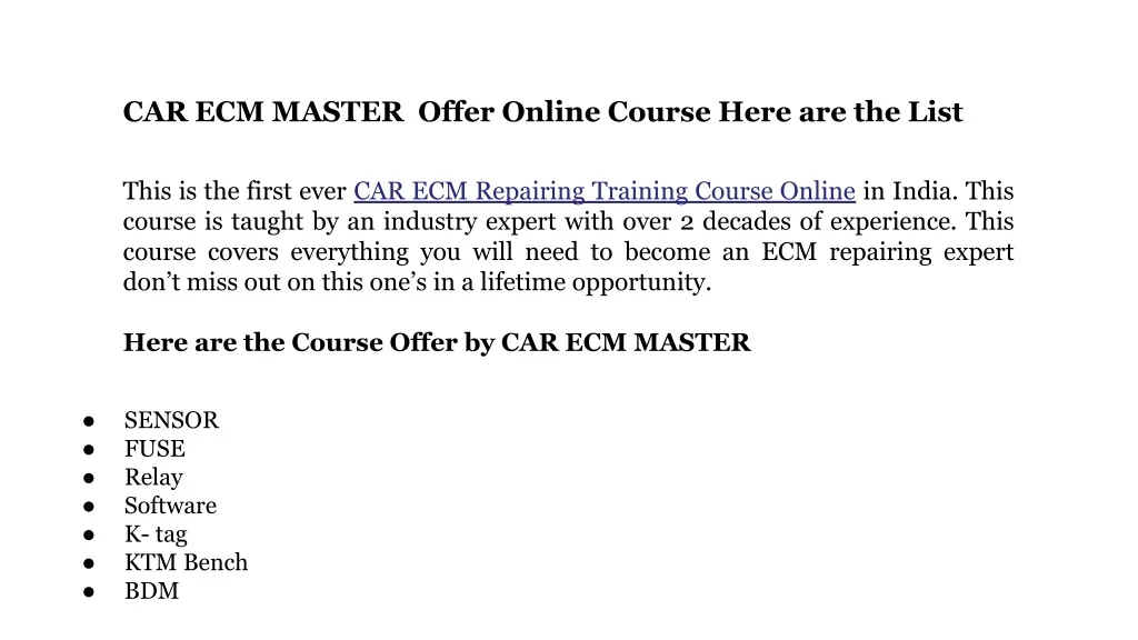 PPT - CAR ECM MASTER Online ECM Repairing Training Course PowerPoint ...