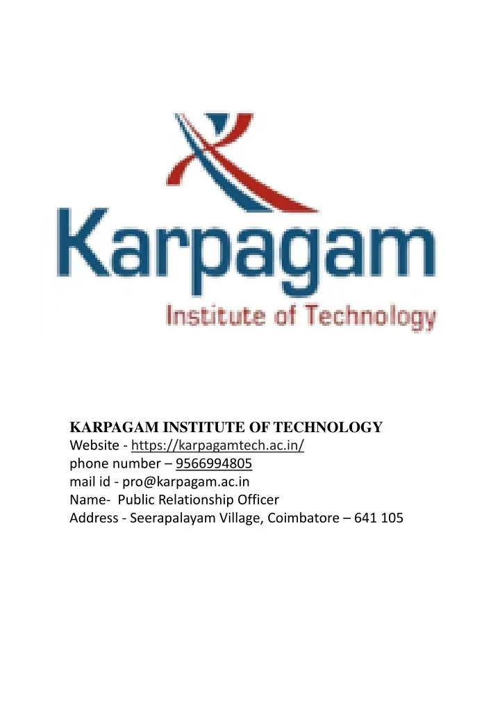 PPT - karpagam institute of technology - Mechanical Engineering ...