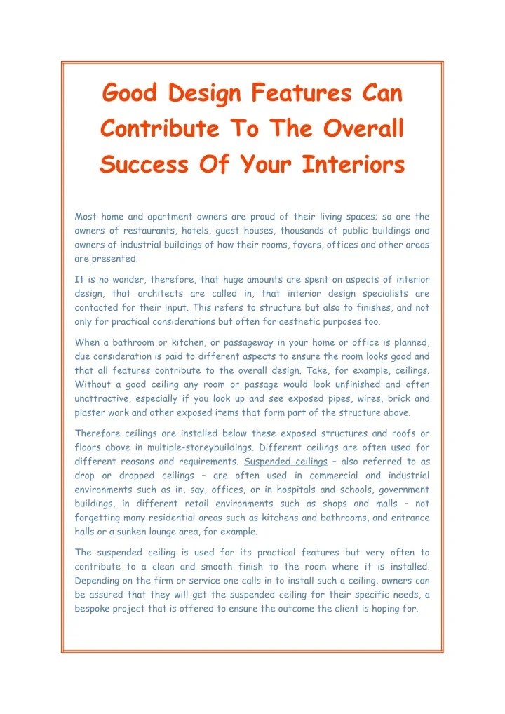PPT - Good Design Features Can Contribute To The Overall Success Of ...