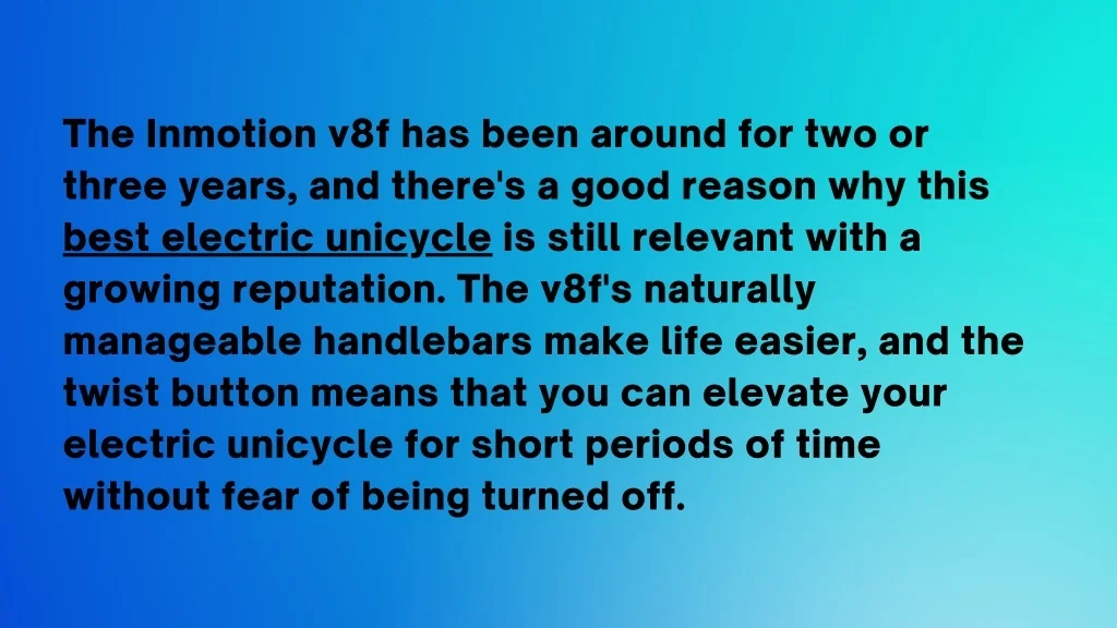 PPT - The Inmotion v8f is the most popular electric unicycle for sale ...