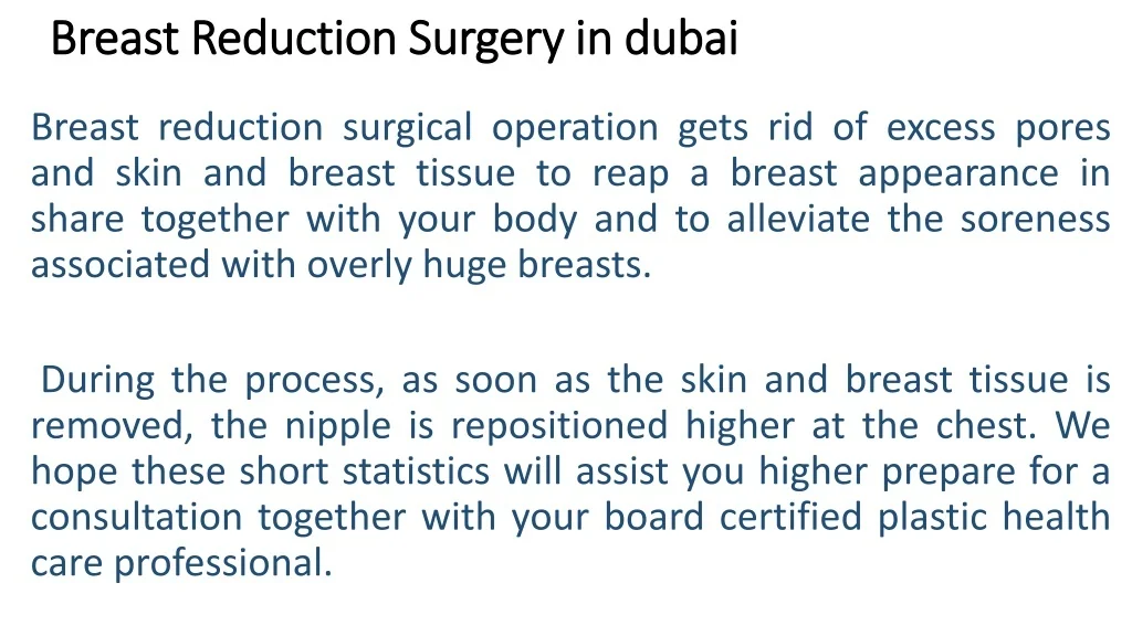 PPT - Breast Reduction Surgery in dubai PowerPoint Presentation, free ...