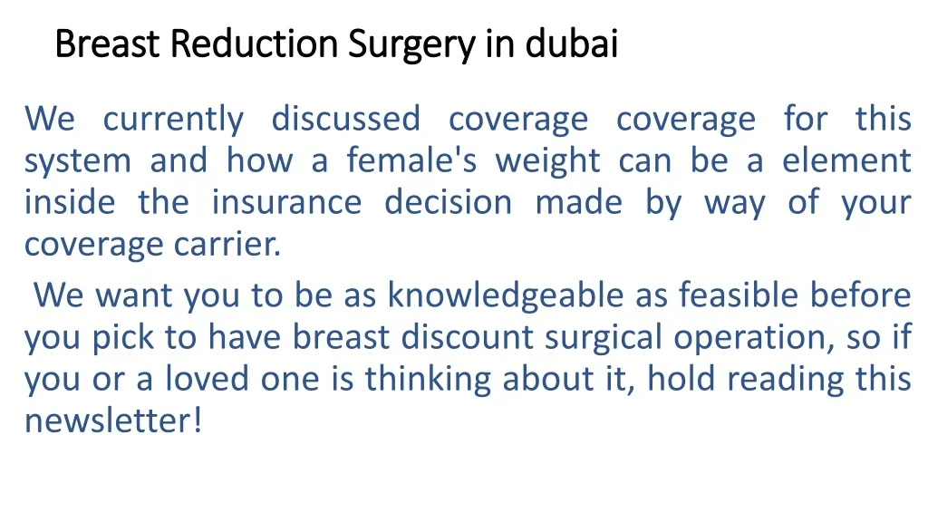 PPT - Breast Reduction Surgery in dubai PowerPoint Presentation, free ...