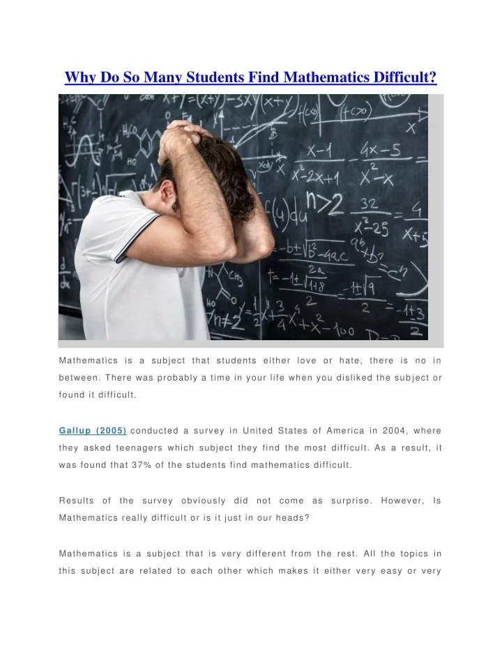 PPT - Why Do So Many Students Find Mathematics Difficult PowerPoint ...