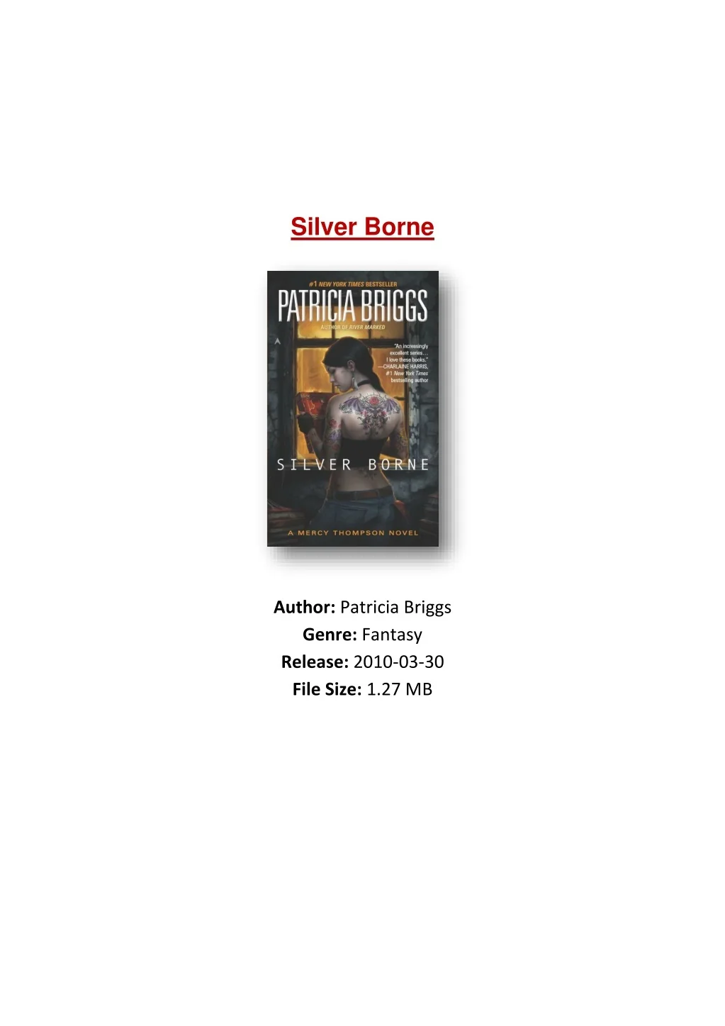 PPT - [PDF] Free Download Silver Borne By Patricia Briggs PowerPoint ...