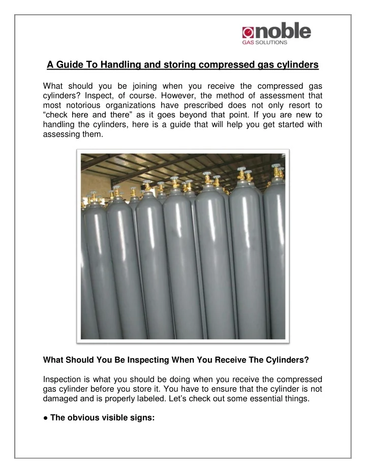 PPT - A Guide To Handling and storing compressed gas cylinders ...