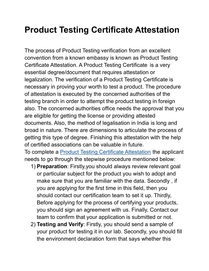 PPT - Product Testing Certificate Attestation PowerPoint Presentation ...
