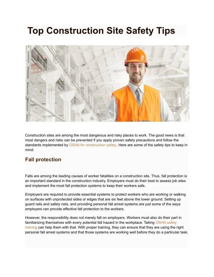 PPT - OSHA Construction - Best Practices to Improve Construction Site ...