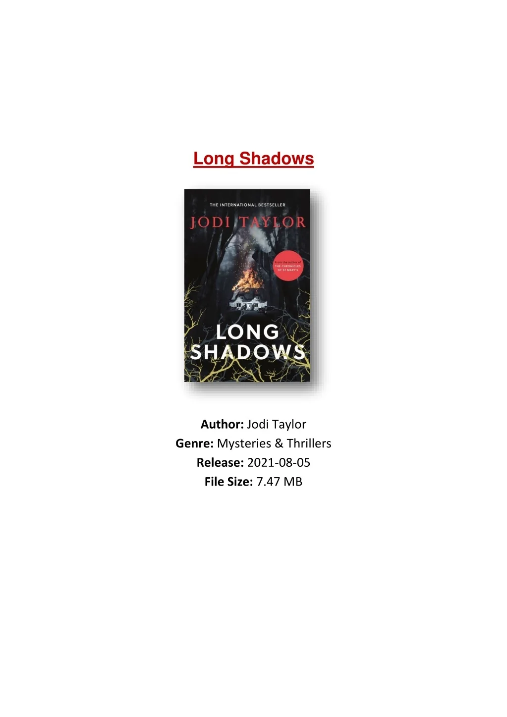PPT - [PDF] Free Download Long Shadows By Jodi Taylor PowerPoint ...