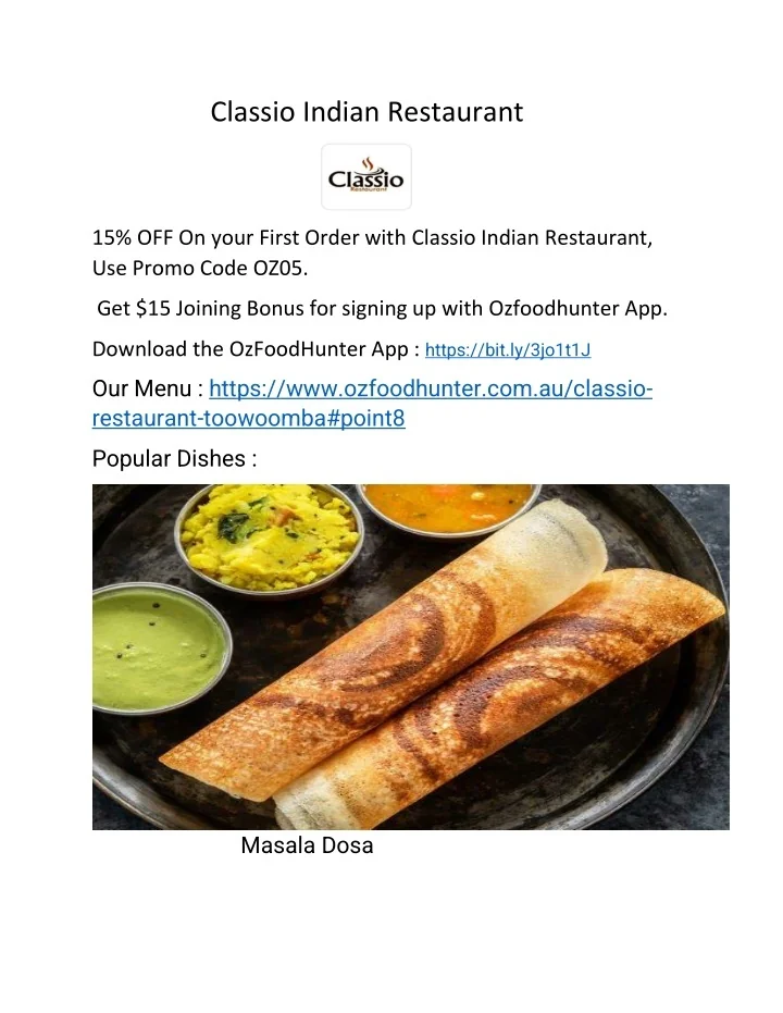 PPT - 15% Off - Classio Indian Restaurant Toowoomba Menu, QLD ...