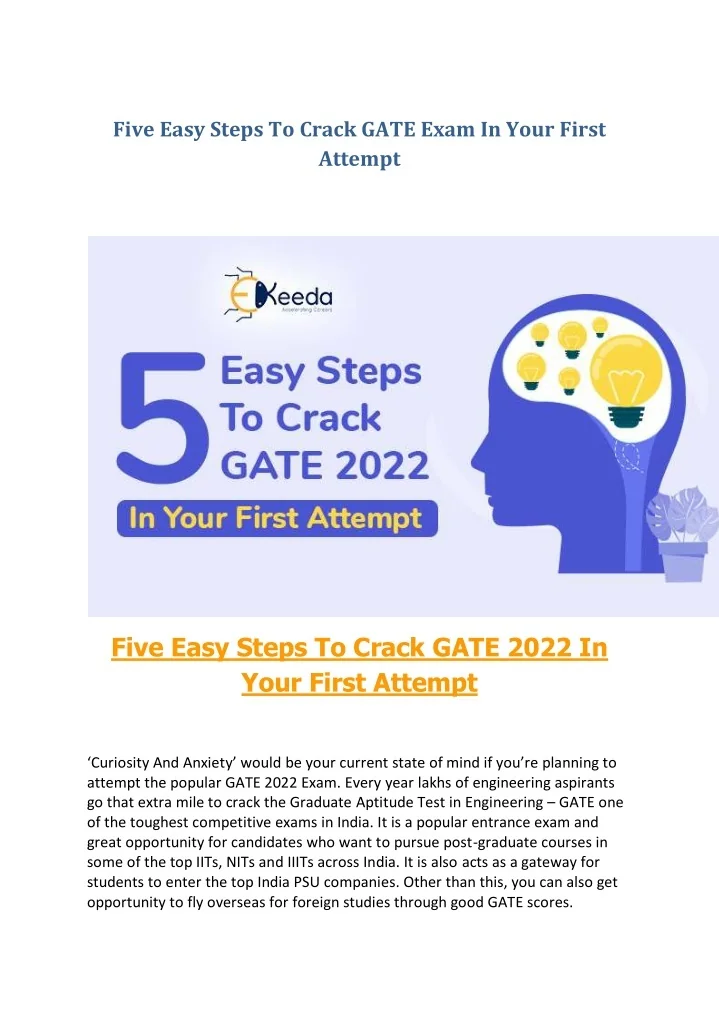 PPT - Five Easy Steps To Crack GATE Exam In Your First Attempt ...