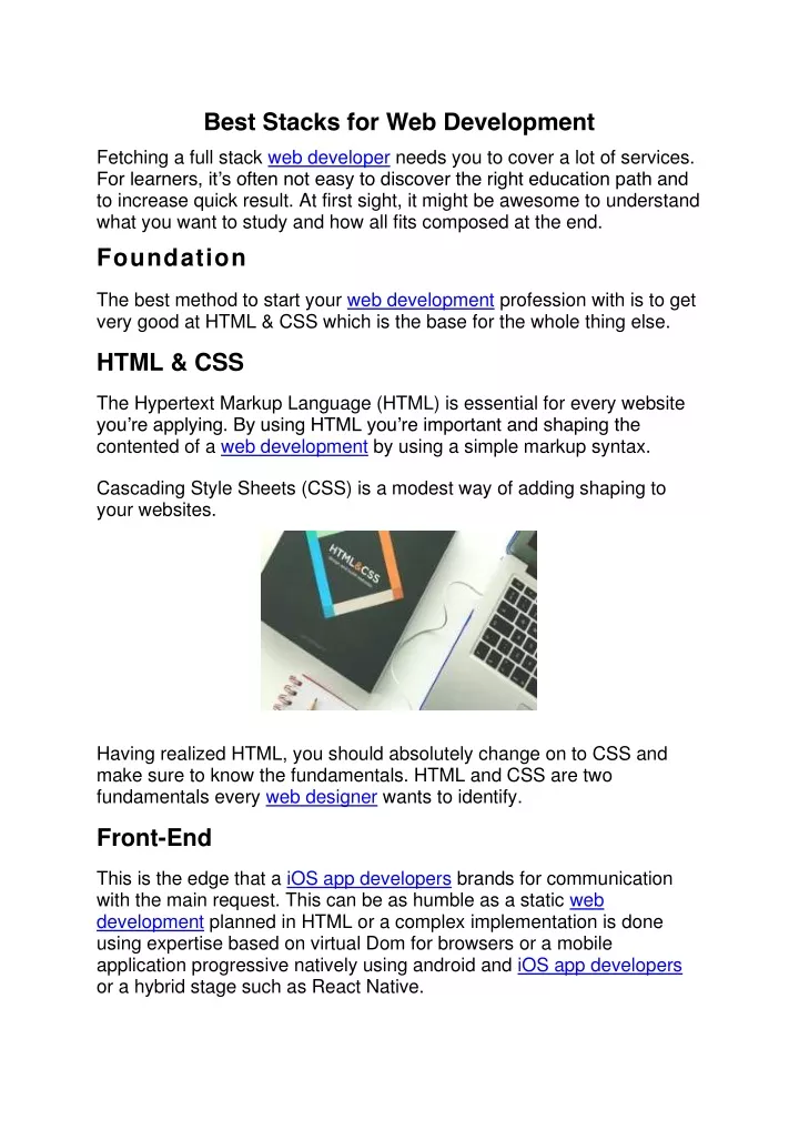 Ppt Best Stacks For Web Development Powerpoint Presentation Free