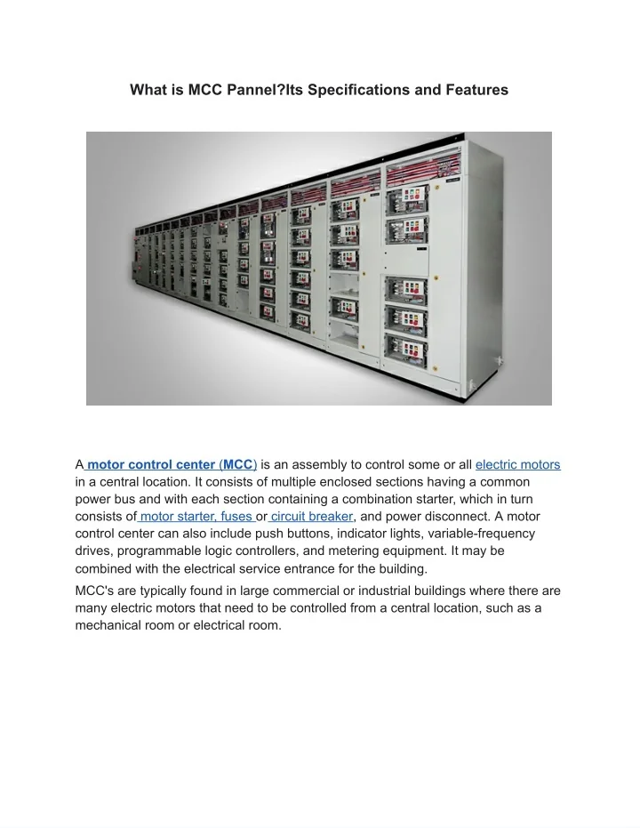 PPT - What Is MCC Pannels , Its Features and Specification PowerPoint ...