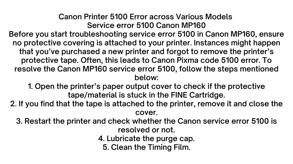 PPT Canon Printer Error Code 5100 PowerPoint Presentation Free PPT Canon Printer Error Code 5100 PowerPoint Presentation Free