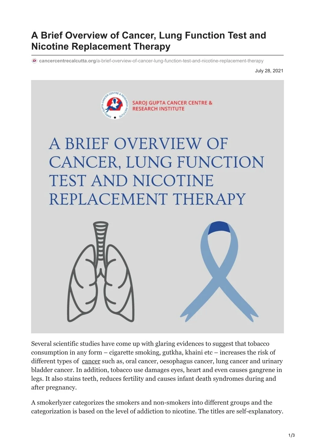 PPT - A Brief Overview of Cancer Lung Function Test and Nicotine ...