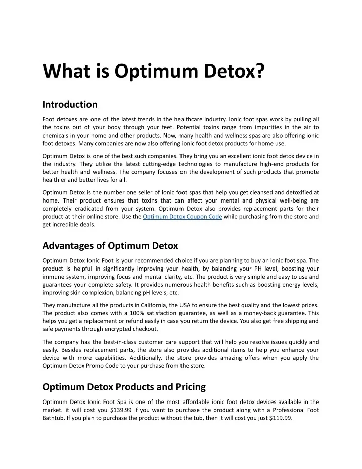 PPT - Optimum detox Coupon Code PowerPoint Presentation, free download ...