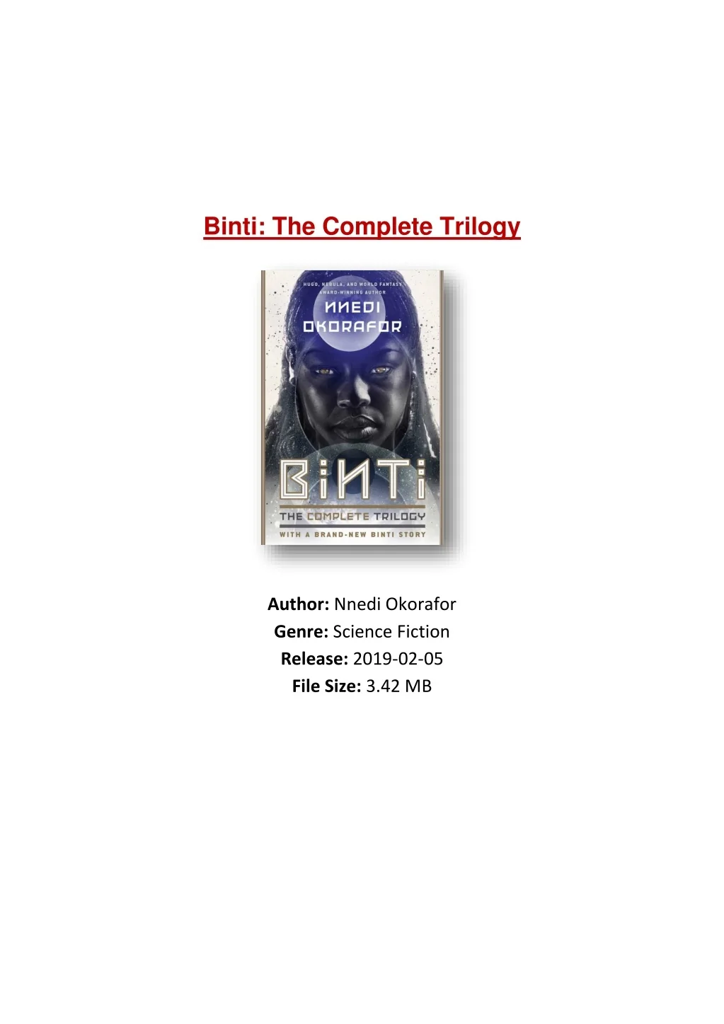 PPT - [PDF] Free Download Binti: The Complete Trilogy By Nnedi Okorafor ...
