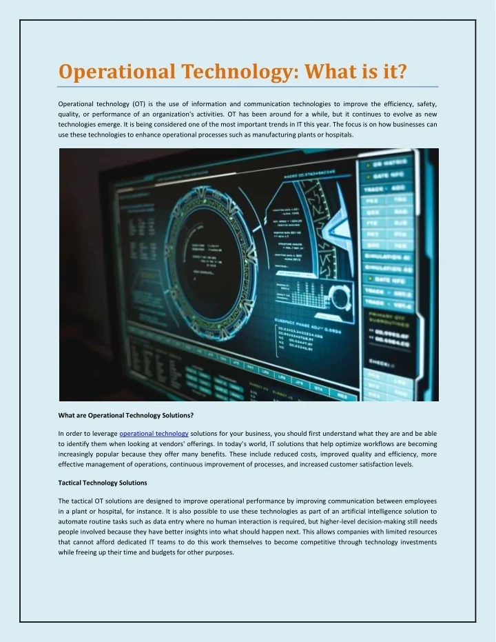 PPT - Operational Technology: What is it? PowerPoint Presentation, free ...