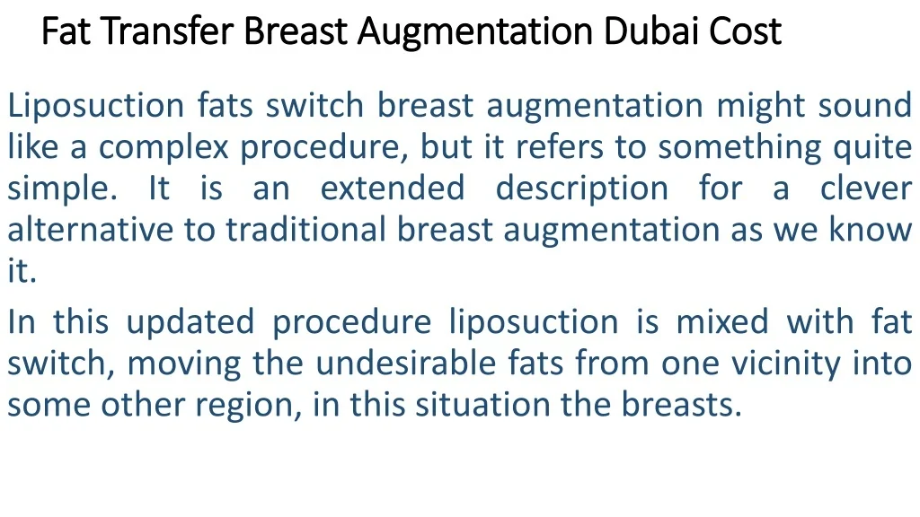 PPT - Fat Transfer Breast Augmentation Dubai Cost PowerPoint ...