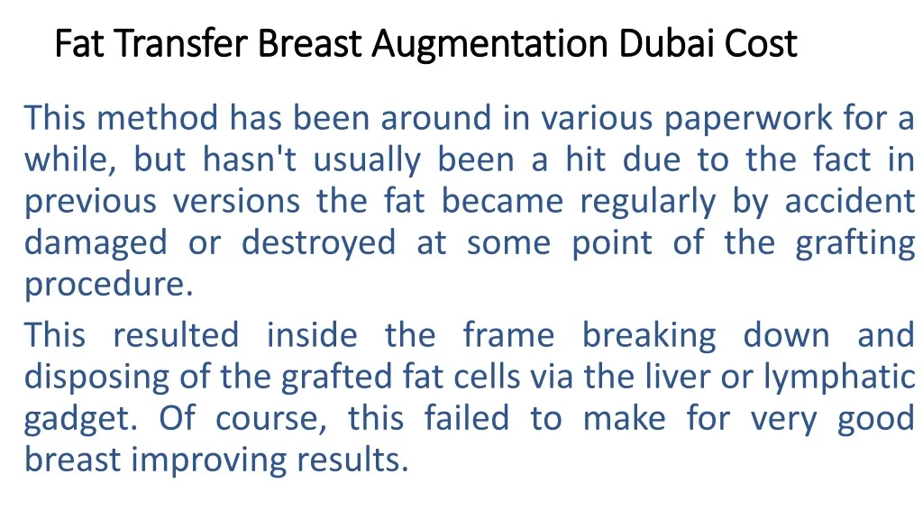 PPT - Fat Transfer Breast Augmentation Dubai Cost PowerPoint ...
