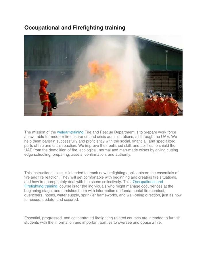 PPT - Occupational and Firefighting Training PowerPoint Presentation ...