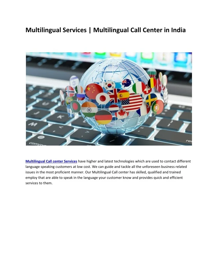 PPT - Multilingual Services, Multilingual Call Center in India ...