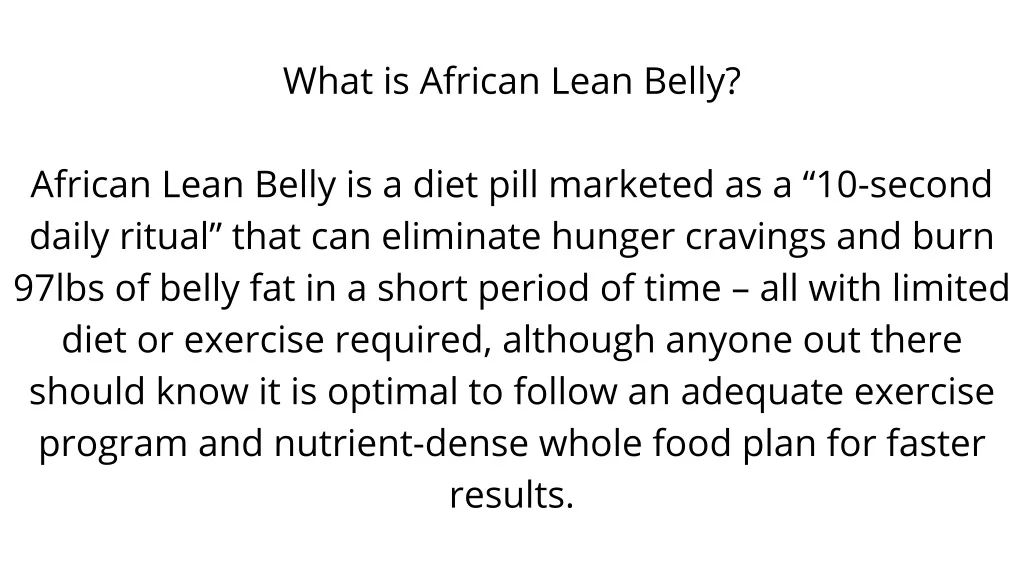 PPT - African Lean Belly Review Does It Work Worthy Ingredients ...