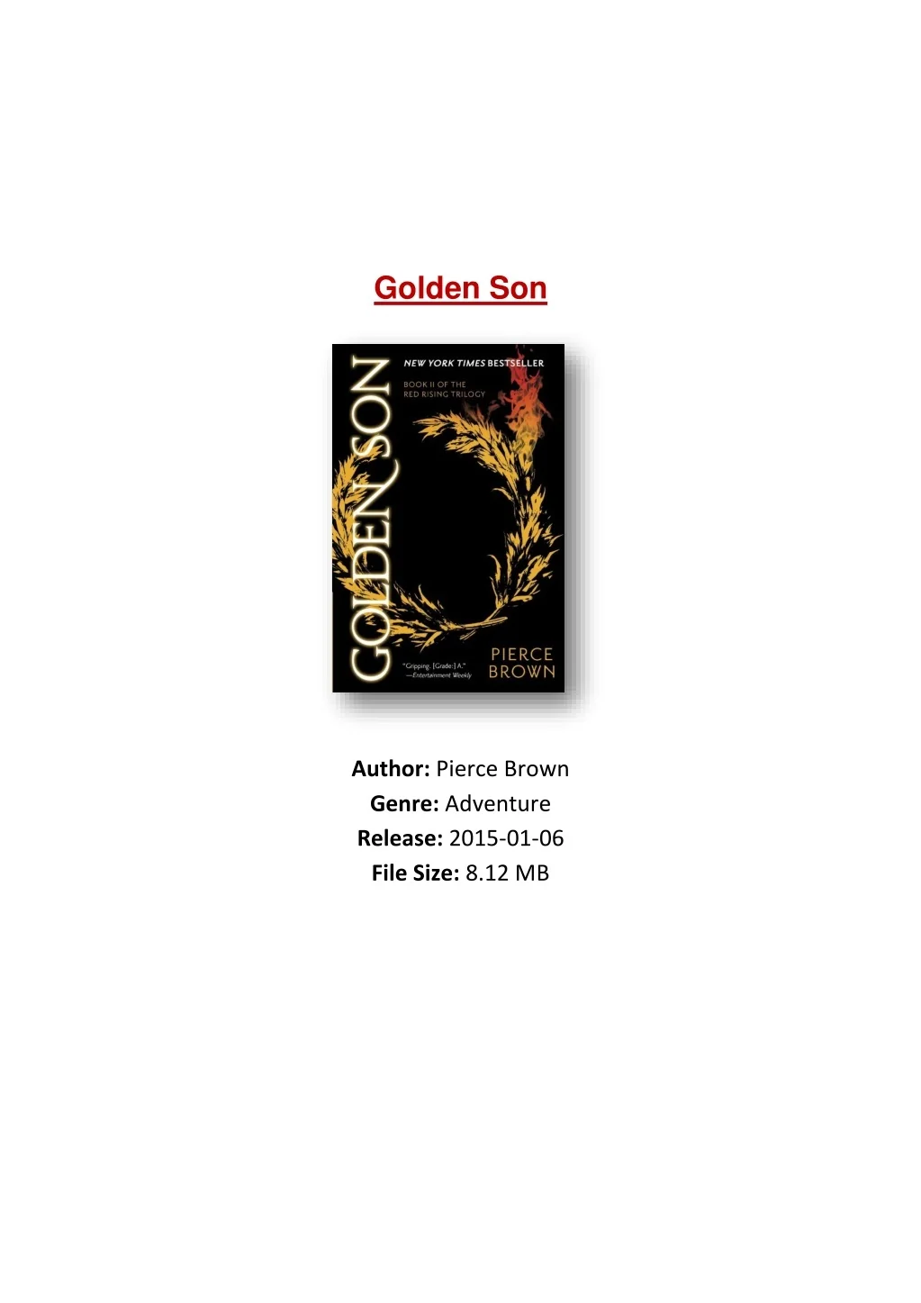 PPT - [PDF] Free Download Golden Son By Pierce Brown PowerPoint ...