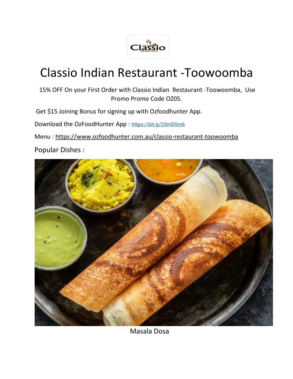 PPT - 15% Off - Classio Indian Restaurant Toowoomba Menu, QLD PowerPoint Presentation - ID:10774994