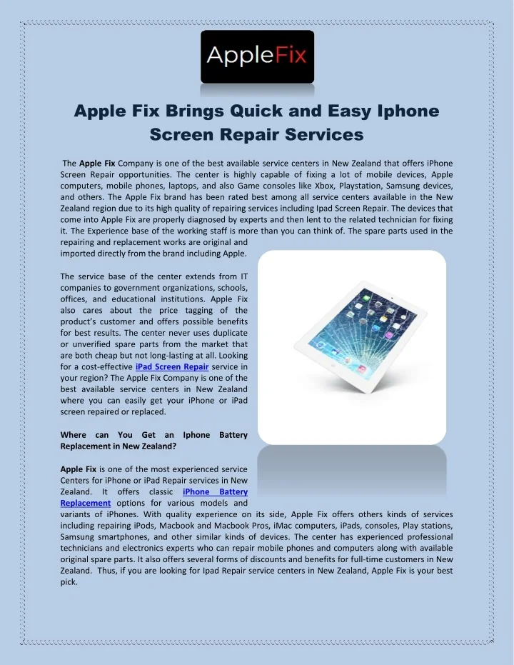 PPT - Apple Fix Brings Quick and Easy Iphone Screen Repair Services ...