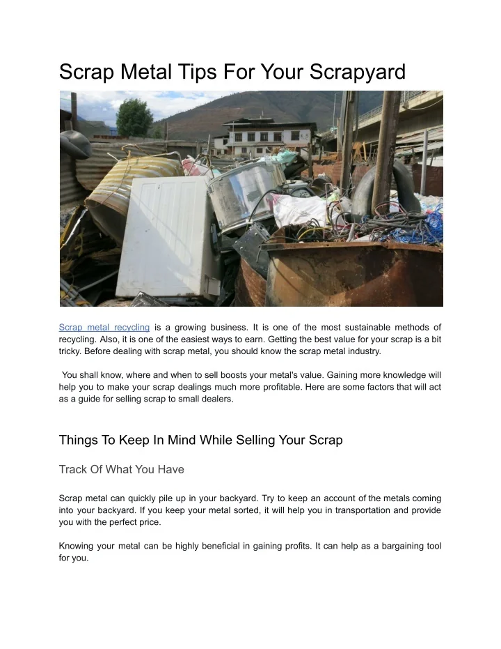 PPT - Scrap Metal Tips For Your Scrapyard PowerPoint Presentation, free ...