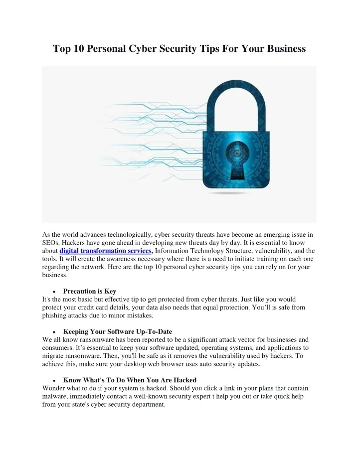 PPT - Top 10 Personal Cyber Security Tips For Your Business PowerPoint ...