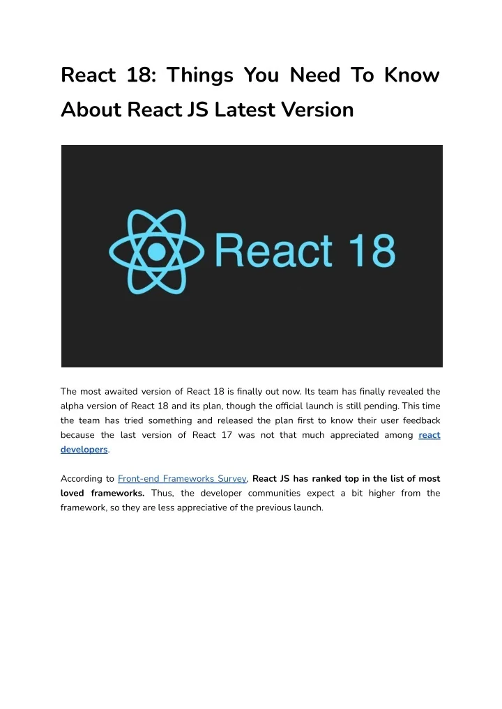 Ppt React 18 Things You Need To Know About React Js Latest Version