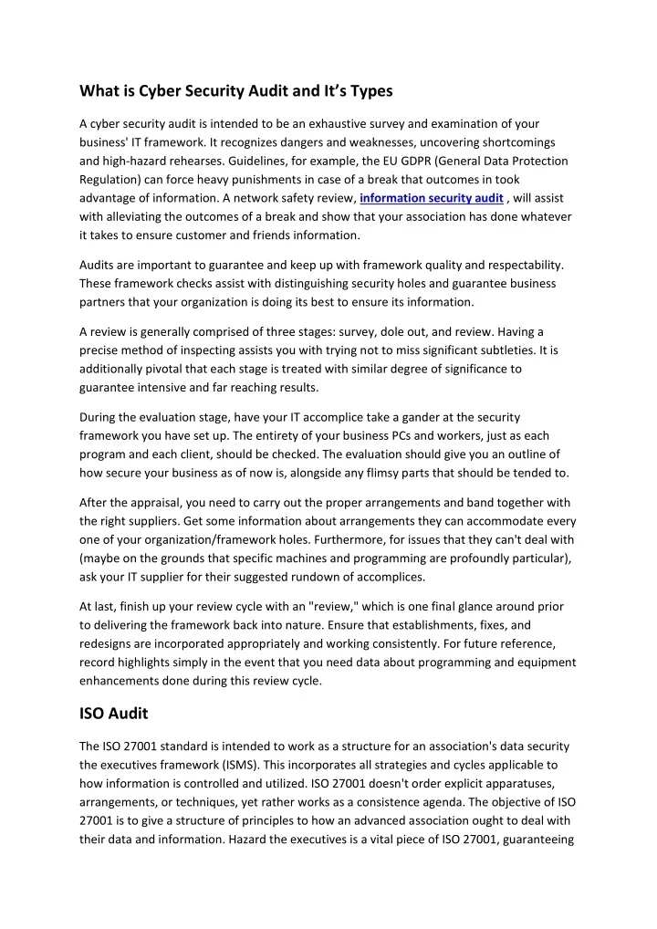 PPT - What is Cyber Security Audit and Its Types PowerPoint ...