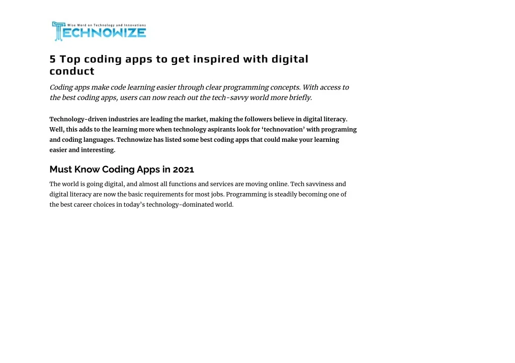 PPT - The 5 Best Coding & Programming Apps for Beginners PowerPoint ...