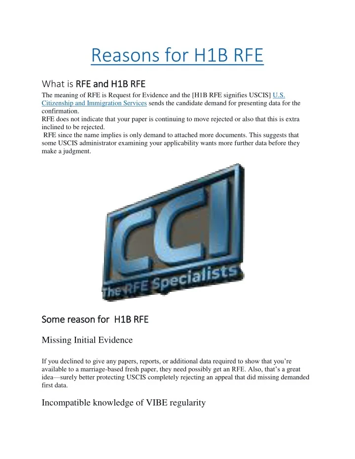 PPT - Reasons for H1B RFE PowerPoint Presentation, free download - ID ...