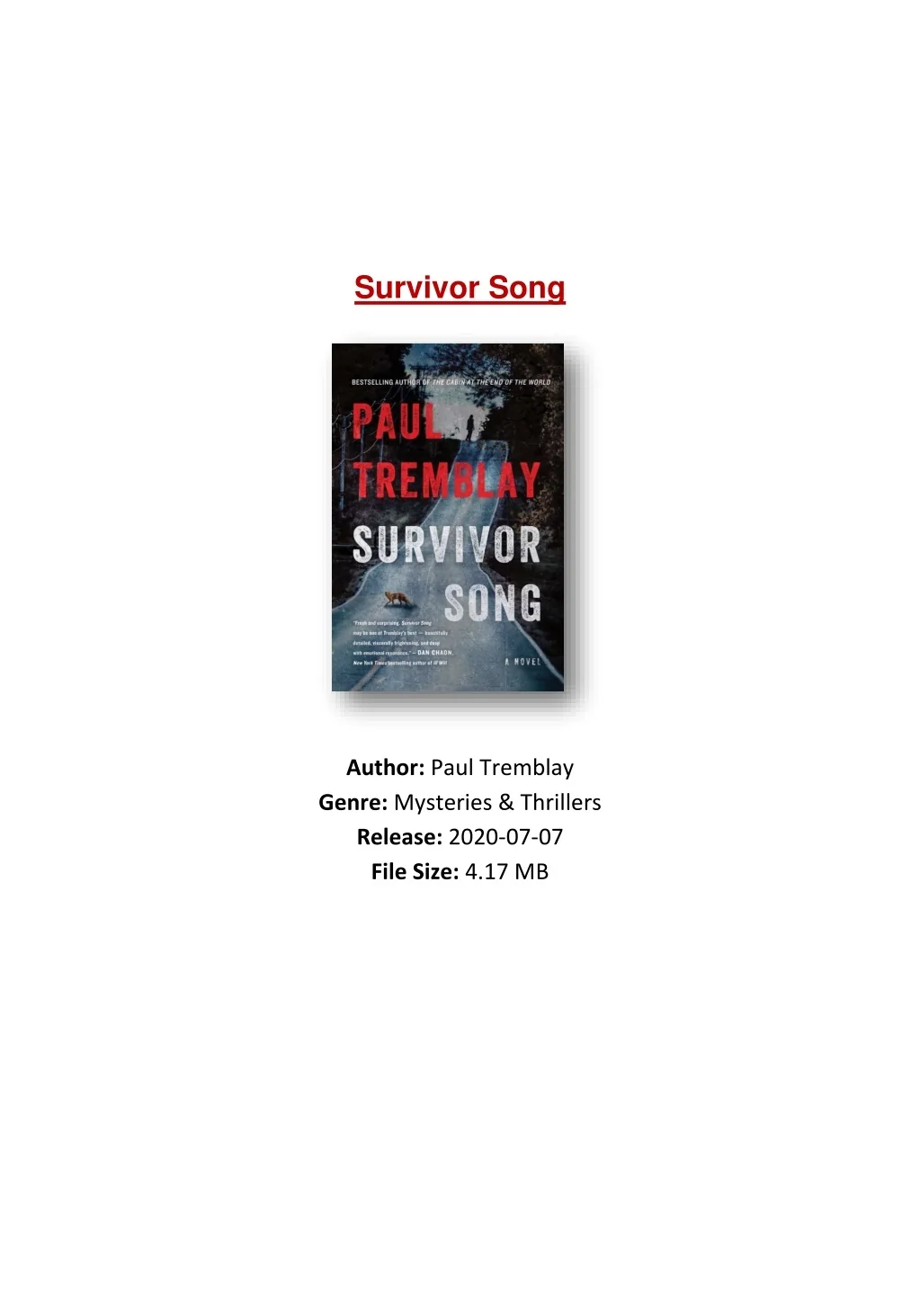 PPT - [PDF] Free Download Survivor Song By Paul Tremblay PowerPoint ...